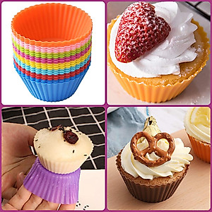 Newk Reusable Silicone Baking Cups, 48 Packs Nonstick Food Grade Silicone Cupcake Liners, Muffins Cup Molds - 8 Colors