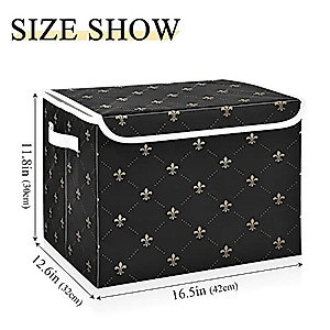 Kigai Mardi Gras Pattern Storage Bins with Lids and Handles 17x13x12 In Foldable Fabric Storage Basket Toys Clothes Organizer for Shelves Closet Home Bedroom Office