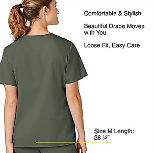 WonderWink WonderWORK Women’s V-Neck Scrub Top — Olive, Medium