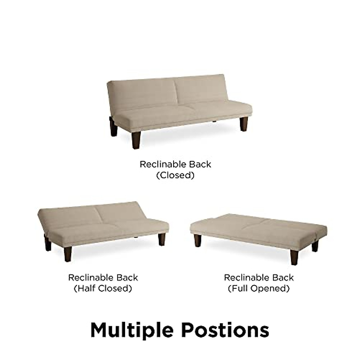 DHP Dillan 69 Inch Futon Sofa Bed, Modern Armless Upholstered Couch Sleeper with Tufted Back and Seat, Full, Tan