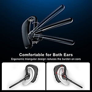 emotal Bluetooth Headset for Cellphones Dual-Mic ENC +CVC 8.0 Noise Cancelling APT-X HiFi Stereo 200Hours Standby 18Hours HD Talktime Bluetooth Earpiece Compatible with Storage Case (Blue Black, U8)