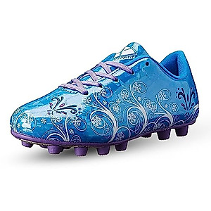 Vizari Frost Outdoor Firm Ground Kids Soccer Cleats | Athletic Football shoes for Boys and Girls | Stylish Outdoor Soccer Shoes Blue/Purple