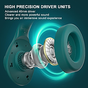 YOTMS Gaming Headset PS5 Headset, Wired Headset with 7.1 Surround Sound, H-7 Gaming Over Ear Headphones with Noise Cancelling Flexible Mic Memory Earmuffs, for PC/PS5/PS/XboxSeries X/S/Switch (Green)