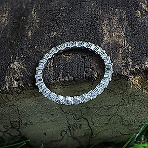 SAVEARTH DIAMONDS 1/2 cttw Round Cut Lab Created Moissanite Diamond Full Eternity Stackable Engagement Ring In 14k White Gold Over Sterling Silver (VVS1 Clarity, 0.50 Cttw)-5.5