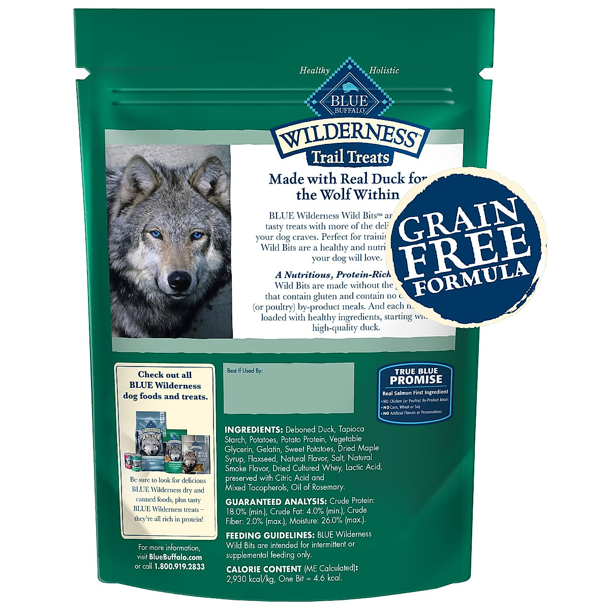 Blue Buffalo Wilderness Wild Bits Soft & Chewy Training Treats for Dogs, Grain-Free, Duck Recipe, 4-oz. Bag