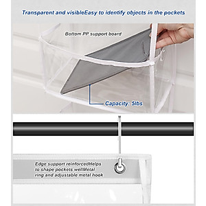 Fixwal 2 Pack 6-Shelf Over Door Hanging Pantry Organizer Hanging Storage with 3 Clear Plastic Pockets Behind The Door Storage Organizer for Closet Bedroom Bathroom (White)