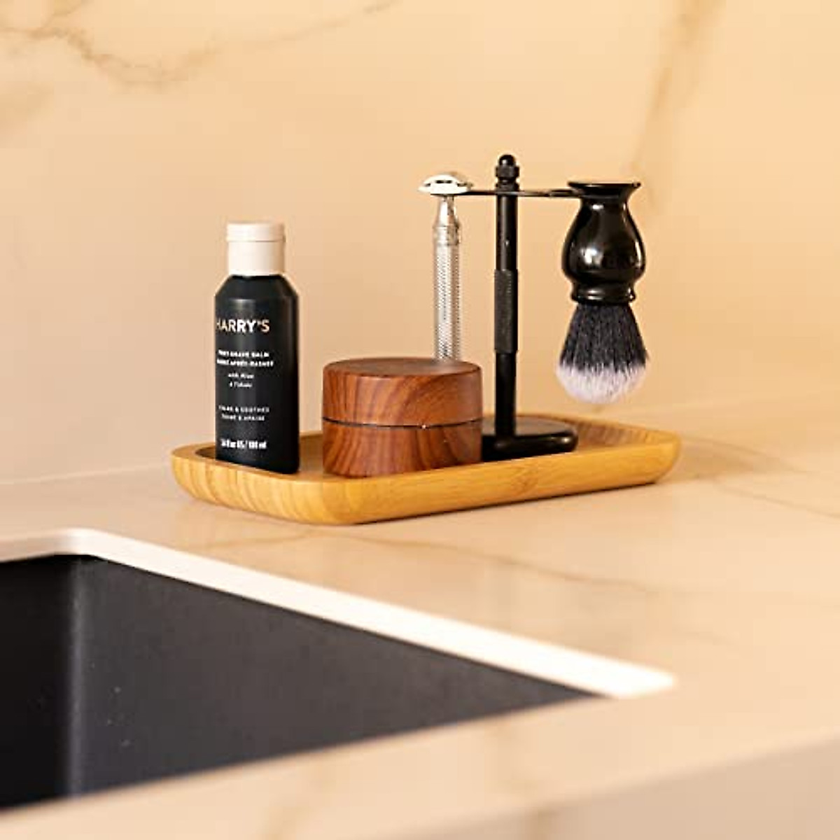 Bamboo Vanity Tray, Bathroom Counter Tray, Toilet Tank Top Tray for Organizing and Decor Display, 11.8 x 5.1 x 0.8 inch