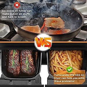 XDS 10-in-1 Dual Basket Air Fryer, 8-qt Oilless Cooker for Roasting, Baking, Dehydrate, Reheating and more, 2 Independent Baskets, Digital Touchscreen, Dishwasher-Safe Basket