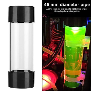 ASHATA Cylinder Water Cooling, 150mm Transparent Fast Cooling Water, G1/4 Thread Heat Exchanger Water Cooling Reservoir Radiator for PC Comp