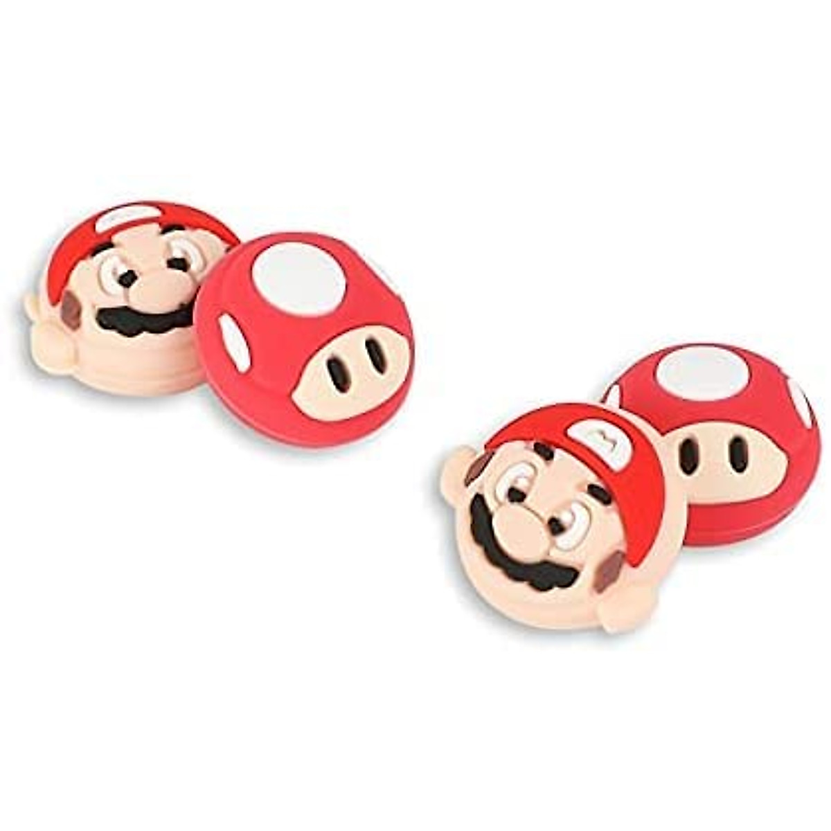 PERFECTSIGHT Cute Thumb Grip Caps for Playstation 4/5, PS5, PS4, Xbox Series X/S, Xbox One, Switch PRO Controller, 4PCS Kawaii Soft Skin Rubber 3D Analog Thumbsticks Grips Joystick Cover Set - Mario