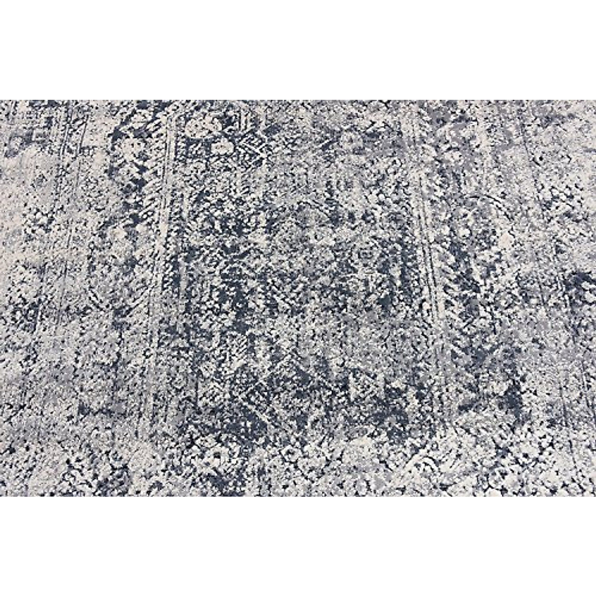 Unique Loom Chateau Collection Traditional, Vintage, Textured, Medallion, Distressed, Victorian Area Rug, 5 ft x 8 ft, Navy Blue/Beige