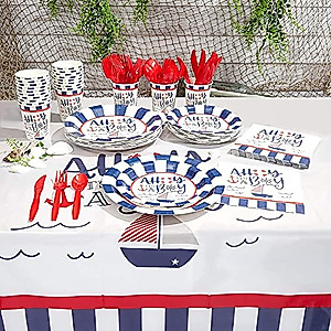 Ahoy It's a Boy Nautical Table Cover (54 x 108 in, Rectangle, 3 Pack)