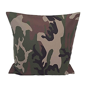 pillowerus Cotton Canvas Camo/Camouflage Woodland/Leaf Pattern Pillow Case/Cushion Cover