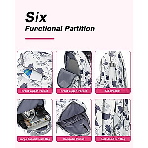 CAMILLEMMA White Backpack for Women Men, Lightweight Casual Travel Daypack,Classic Basic Backpack