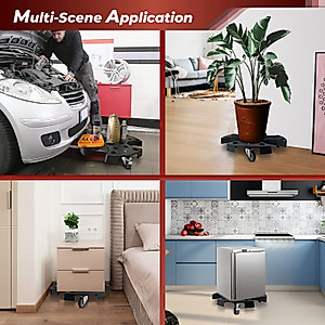 ROBLOCK Flat Moving Tire Dolly with 4 Wheels Capacity 300 LBS, Furniture Dolly Appliance Movers with Lockable Wheels, Heavy Duty Rolling Plant Stand with Casters for Garage Home, 25" x 25" x 4", 1 PC