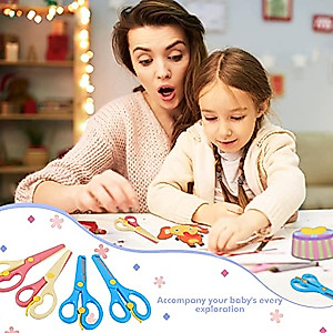 UCEC Toddler Scissors Kids Paper Cut 100 Sheets, 2PCS Plastic Safety Scissors + 2PCS Stainless Steel Preschool Training Scissors, DIY Art Craft Origami Paper Child Scissors for Kids Preschool Child