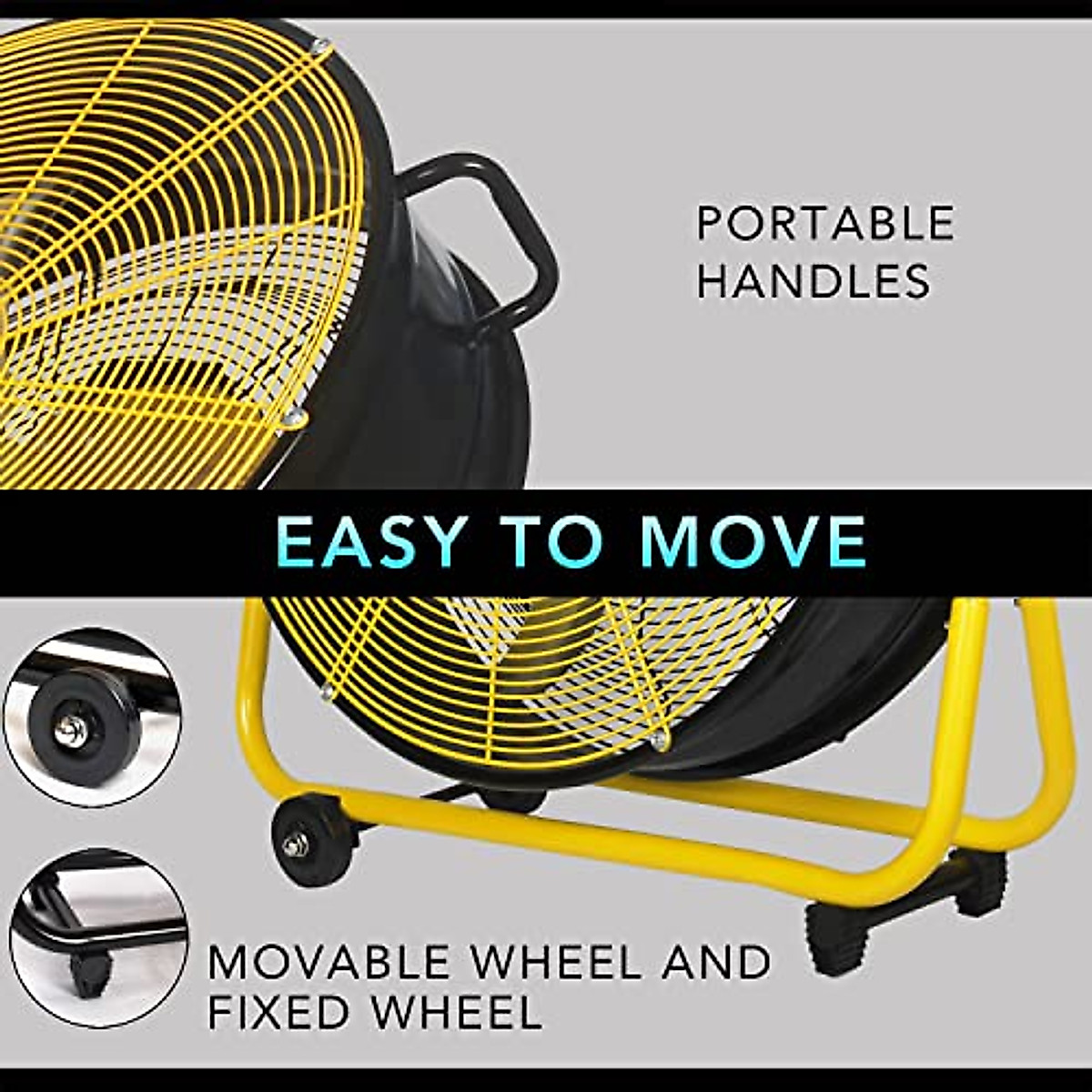 VENTISOL Industrial Fan 24" High Velocity Floor Fan With 3 Speed 7800 CFM, Heavy Duty Metal Drum Fan For Shop, Garage, Warehouse, Workshop, Factory, Commercial