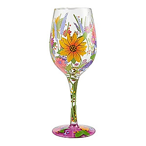 Enesco Designs by Lolita Garden' Hand-Painted Artisan Wine Glass, 1 Count (Pack of 1), Multicolor