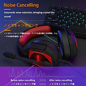 Anivia Gaming Headset with Noise Isolating Microphone, HD Stereo Sound for PS4/PS5 Xbox Switch PC (Red, Wired 3.5mm Jack)