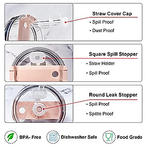 Straw Cover Spill Stopper Boot Sleeve for Stanley Cup 40 oz 30 oz Quencher H1.0, Set of 2 Tumbler Silicone Boot, 2 Straw Cover Cap, 4 Leak Sproof Stopper, Perfect for Stanley Cup Accessories