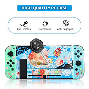 Cute Dockable Case for Nintendo Switch, FANPL Cover Case Compatible with Switch Console and Joy Con Controller, Comfortable Hard PC Shell, Blue Switch Skin Accessories for Girls - Cute Cuisine Pattern