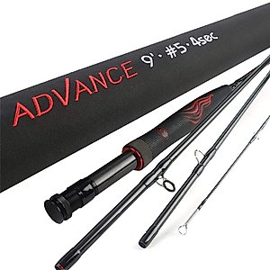 Maxcatch Advance Fly Fishing Rod 5/6/8wt 9FT Super Light Fast Action Flexible Resins Handle with Cordura Tube Fishing Pole (9ft 5wt 4sec)