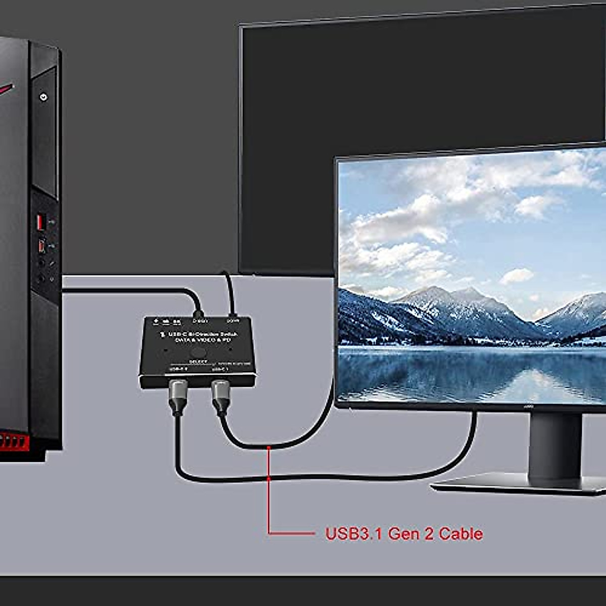YIWENTEC USB-C USB3.1 Type-C 8K Switch Bi-Direction 8K@30Hz 4K@120Hz Power Delivery 100w 10Gbps Data Transfer Multi-Function Splitter Converter (8K)