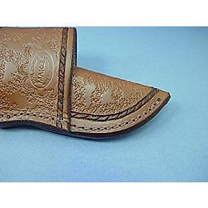 Buck 103 Cross Draw Genuine Leather Knife Sheath, 7" Right/Left Hand Knife Holster, Dyed Light Brown