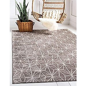 Unique Loom Uptown Collection by Jill Zarin Collection Geometric Modern Brown Area Rug (8' 0 x 10' 0)