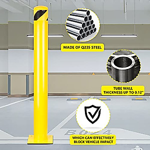 BOOROH Steel Bollards 2 Pack, Safety Bollard 42" x 4.5", Bollard Post with Reflective Tape for Traffic Control, Driveway Barrier, Parking Pole