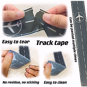 Lecelzie Wooden Toys Toddler Airplanes Toys with Road Track Tape Activities Fine Motor Skills Mini Wooden Airplane Toys for 1-2-3-4 Year Old Boys Girls Kids Party Favors Gift Push and Pull Plane Toys