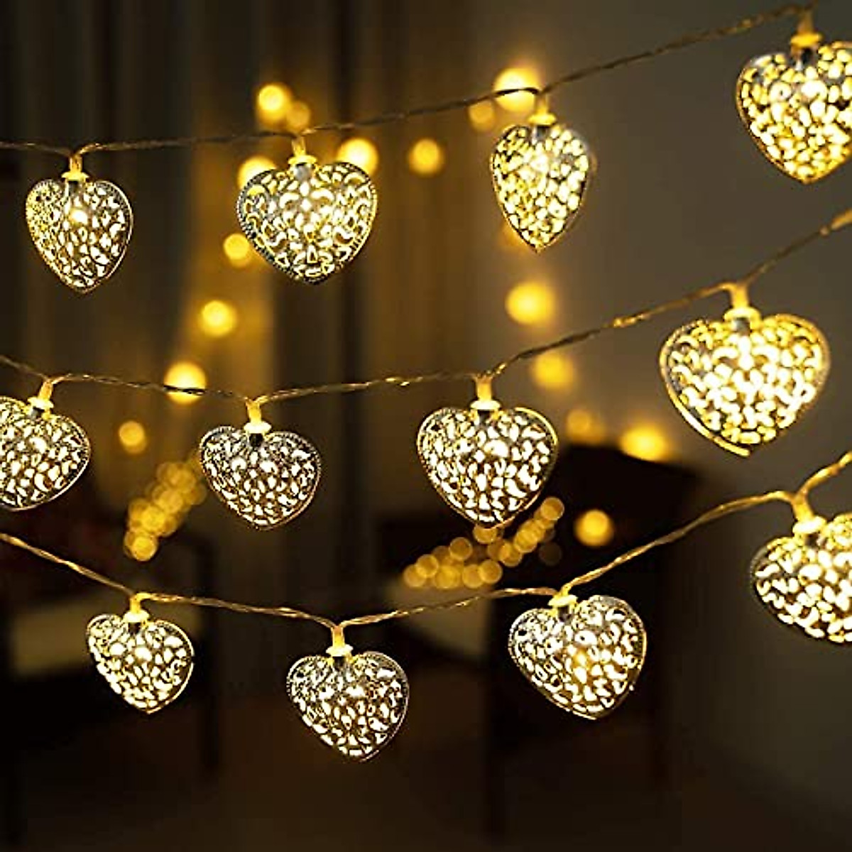 YUEWEIWEI Solar String Outdoor Garden Light Rustproof Silver Heart Shaped LED Light 20 LED Solar Fairy Tale String Light Garden Light Home Decoration