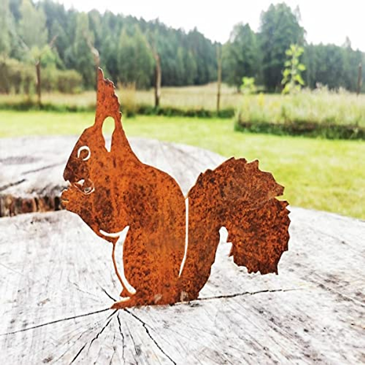 GZGNEEVL Garden Decoration Rusty Animal Garden Metal Art Corten Steel Outdoor Decor Squirrel Yard Handmade Decor