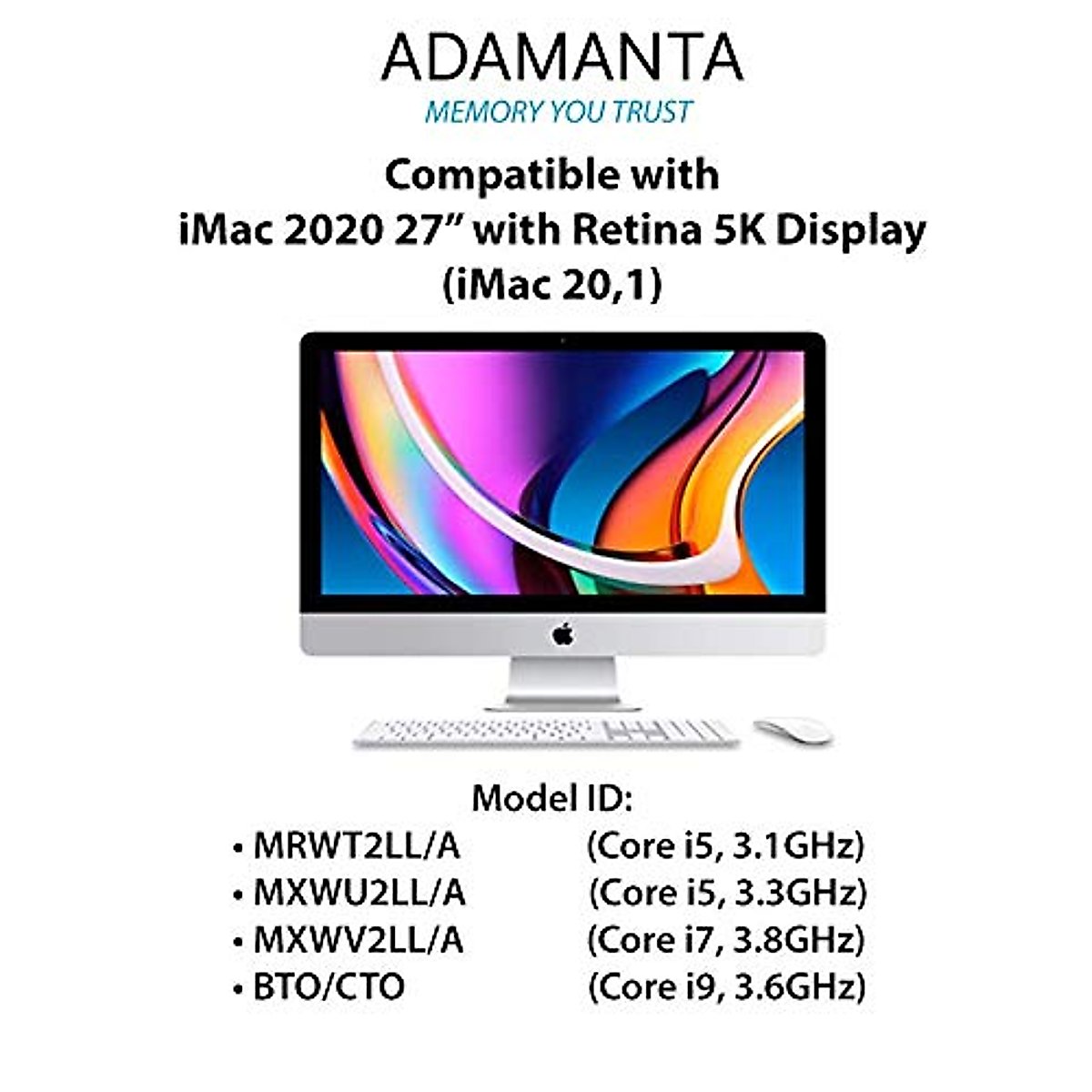 Factory Original 64GB (2x32GB) Memory Upgrade for 2020 & 2019 Apple iMac 27" w/Retina 5K Display & 2018 Apple Mac Mini DDR4 2666Mhz PC4-21300 SODIMM 2Rx8 CL19 1.2v RAM Adamanta