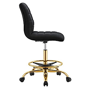 Modway Ripple Armless Performance Velvet Drafting Chair in Gold Black