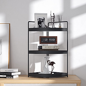 HANGXIN Bathroom Countertop Organizer, Vanity Tray Corner Shelf Storage Organizer for Makeup Cosmetic Perfume, Kitchen Spice Rack Metal Standing Shelf (3-Tire)