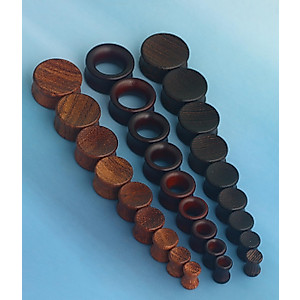 TIANCI FBYJS 3 Pairs Ear Gauges Concavity Wooden Gauges For Ear Hollow Wood Ear Tunnels Plugs for Women Men Black Earrings Stretcher Piercing 0g 2g 00g gauges (00g=10mm)