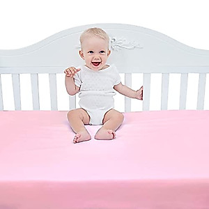 EXQ Home Fitted Baby Crib Sheets for Boys Girl, Standard Crib Mattress Sheet Soft Breathable Toddler Bed Sheets, Cozy Microfiber Toddler Cot Sheet (28x52x8in Pink)