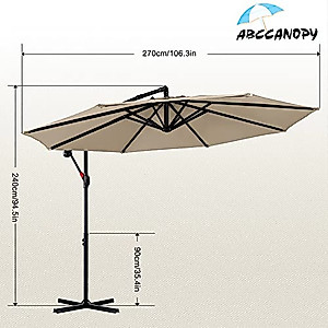 ABCCANOPY Cantilever Patio Umbrellas 9FT Khaki