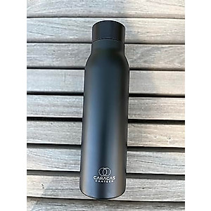 Caracas Canteen Modern SMART Sports Water Bottle, Stainless steel, BPA free flask, app tracks intake, alarm reminder to hydrate, Temperature, Leak proof. 600ml/20 oz (Midnight Black)