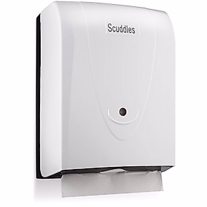 Paper Towels Dispenser Wall Mount - for Office Bathroom Kitchen & Restaurant Disposable Hand Towels Wall Hanging, Holds 500 Multi fold Paper by Scuddles, White