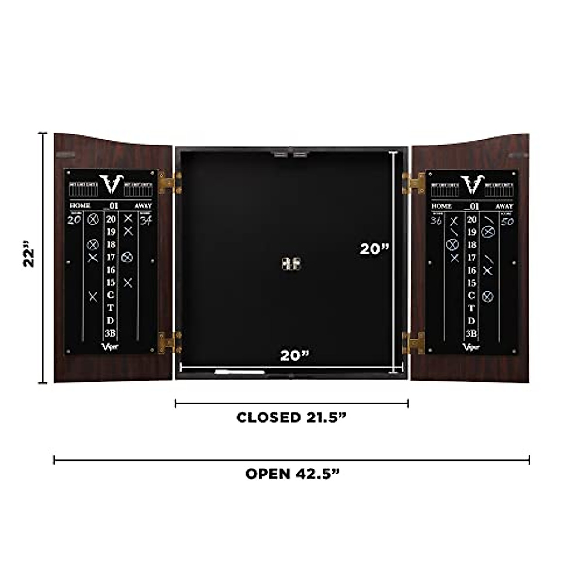 Viper by GLD Products Viper Vault Cabinet & Shot Sisal/Bristle Ready-to-Play Bundle: Elite Set (Shot King Dartboard, Darts, Shadow Buster and Laser Throw Line), Black