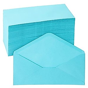 200-Pack #10 Blue Colored Envelopes Bulk with Gummed Seal for Party Invitations, Mailing Business Letters, Checks, Holidays, Greeting Cards, Thank You Notes (4 1/8 x 9 1/2 In)