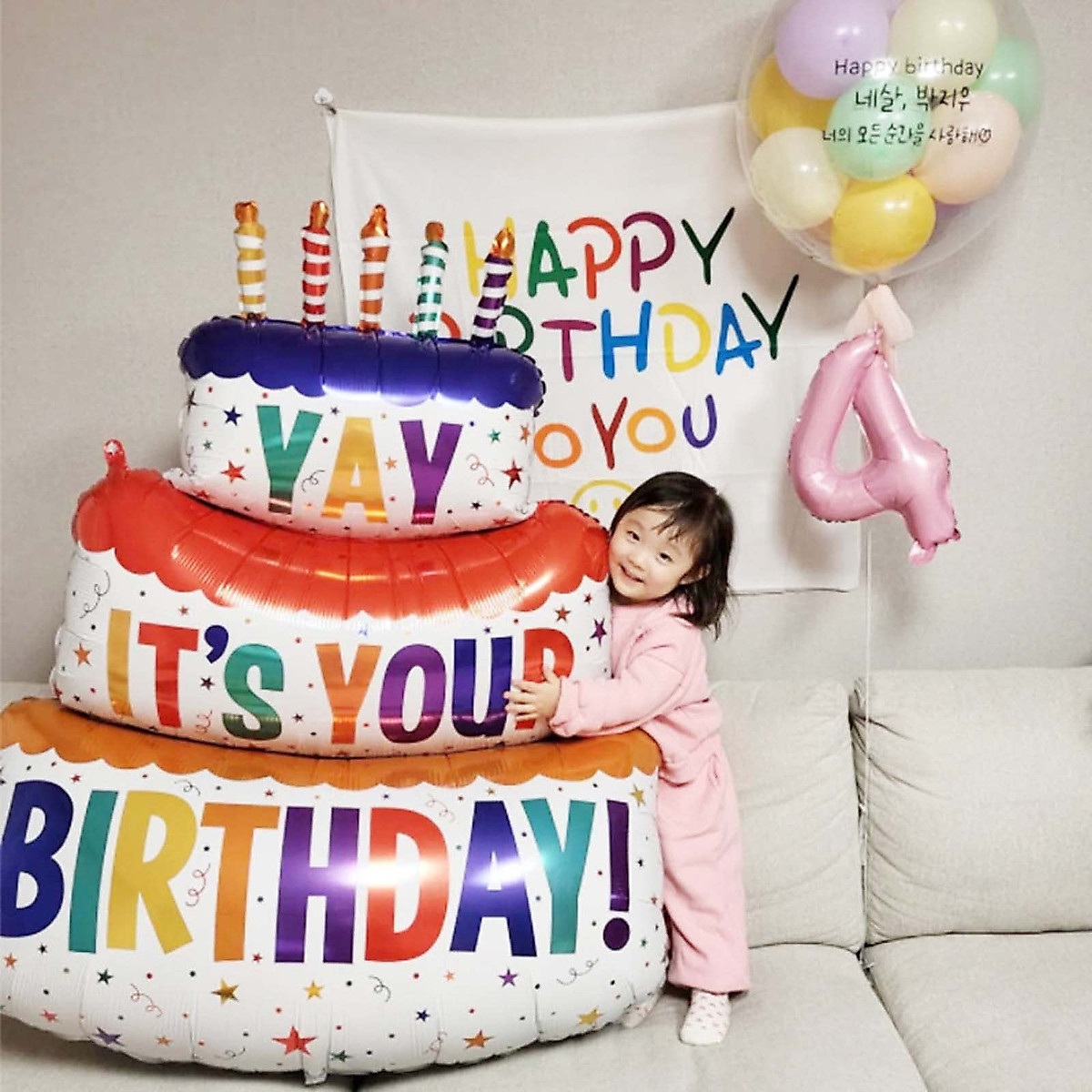 2pcs Happy Birthday Balloon Big 41" Foil Inflated Mylar Balloons for Birthday Party Supplies Baby Shower Decorations
