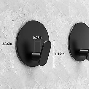EAGMAK Towel Hooks for Bathroom, 4 Pack Adhesive Hooks, SUS304 Stainless Steel Shower Hooks, Round Wall Hook Holder for Hanging Robe, Loofah, Coat, Clothes, Hat, Key in Washroom Kitchen Hotel (Black)