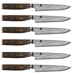Shun Premier 6-Piece Steak Knife Set with Sidecar Block, Handcrafted Japanese Cutlery, Steel