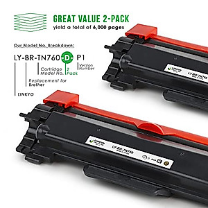 LINKYO Compatible Toner Cartridge Replacement for Brother TN760 TN-760 High Yield TN-730 (2-Pack, Design P1)