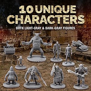 Path Gaming 40 Miniature Monsters Fantasy Tabletop RPG Figures for Dungeons and Dragons, Pathfinder Roleplaying Games. 28MM Scaled Miniatures, 10 Unique Designs, Bulk Unpainted, Great for D&D/DND
