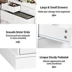 EPHEX Tall Dresser with 7 Drawers for Bedroom, Storage Tower Clothes Organizer, White Chest of Drawers with Sturdy Pedestal, 27.6'' W x 15.8'' D x 44.1'' H