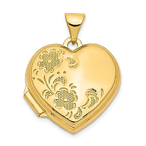 IceCarats 14K Yellow Gold Heart Love Shaped Flower Locket Necklace Charm Pendant 23mm x 18mm Only